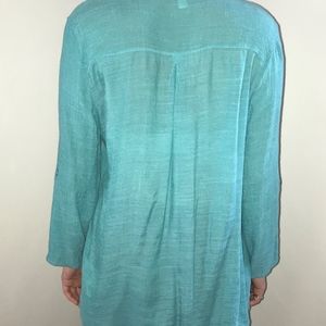 Maria Gabrielle | Tops | Maria Gabrielle Turquoise Crepe Tab Sleeve Top ...
